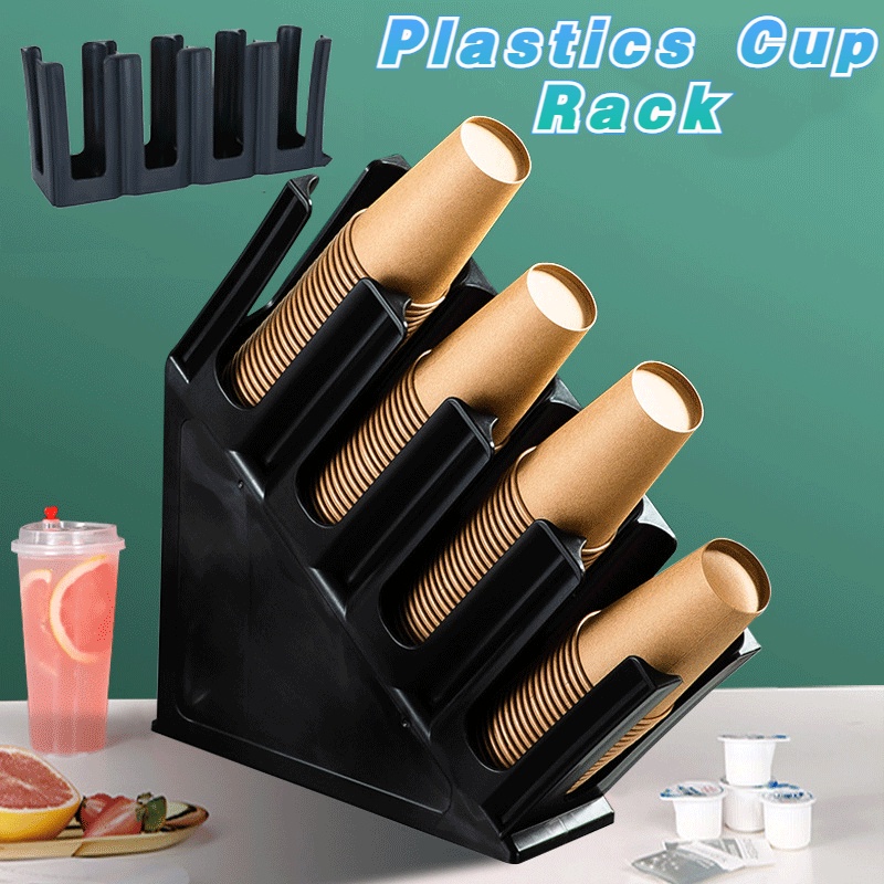4 Slots Plastics Paper Cup Holder Milk Tea Coffee Cup Organizer ...