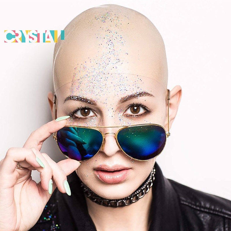 Crystal- Funny latex Skin Fake Bald Head Unisex Fancy film Party Wig ...