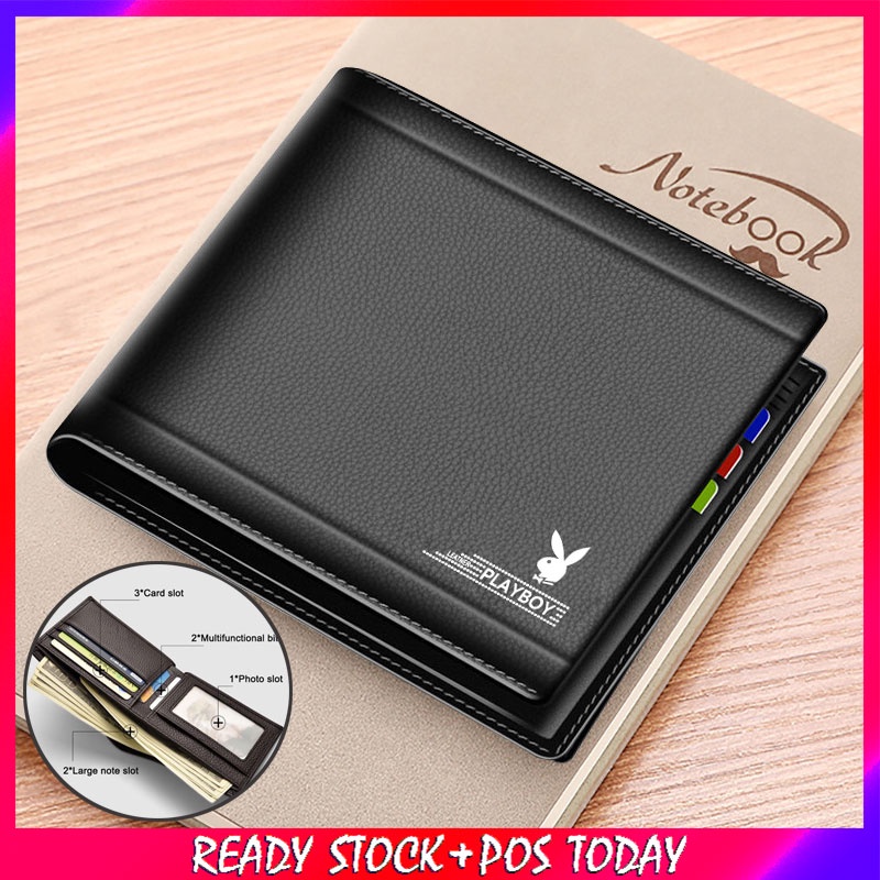 Men's Business Leather Short Wallet Multi Clip Wallet Multi Card Slot ...