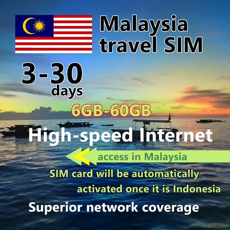 MALAYSIA Travel SIM card(6-60GB 3-30 day 4G Unlimited data) travel data ...