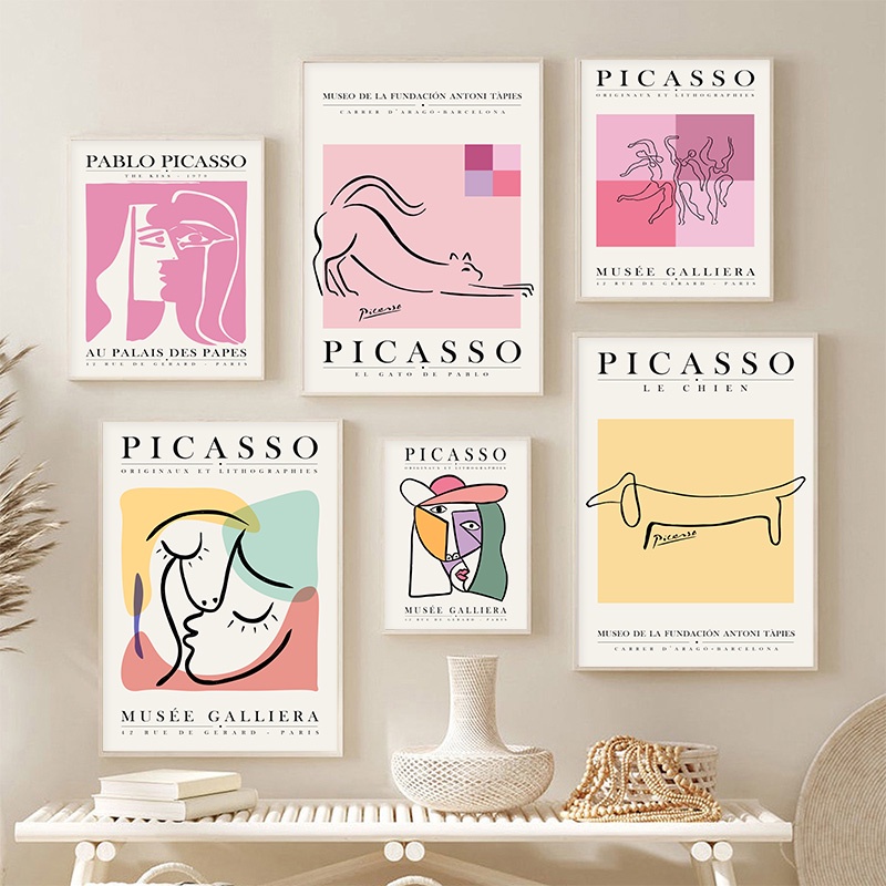 Picasso Color Print Art Wall Dog Dog Paint Paint Simple Poster Color ...