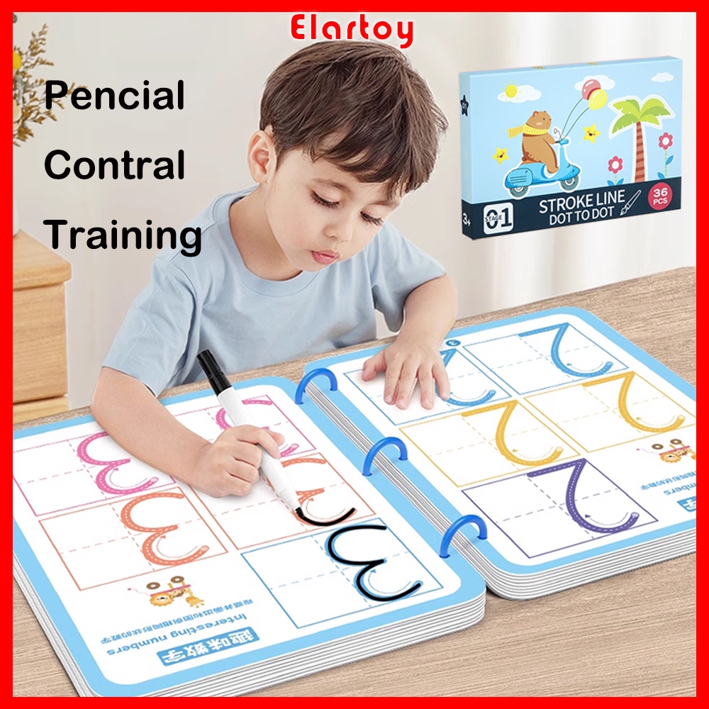 36/64 Page Tracing Book For Kids Training Coloring Book Erasable ...