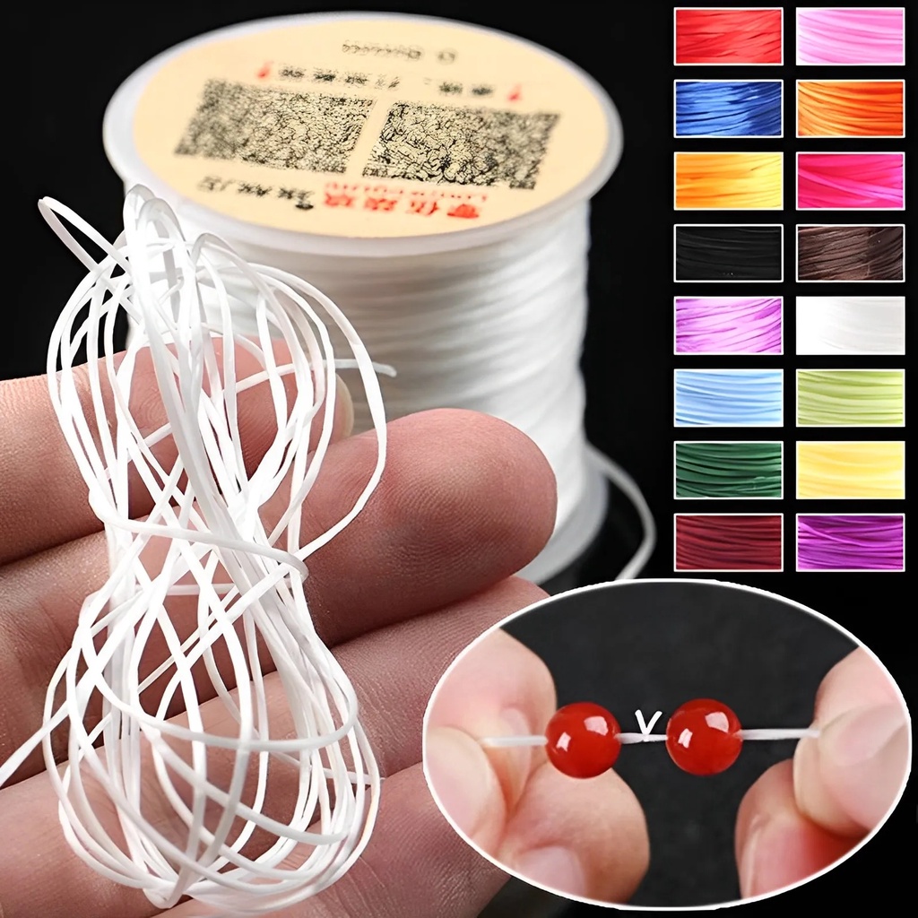 9M/Roll Strong Elastic Crystal Beading Cord 1mm for Bracelets Stretch ...