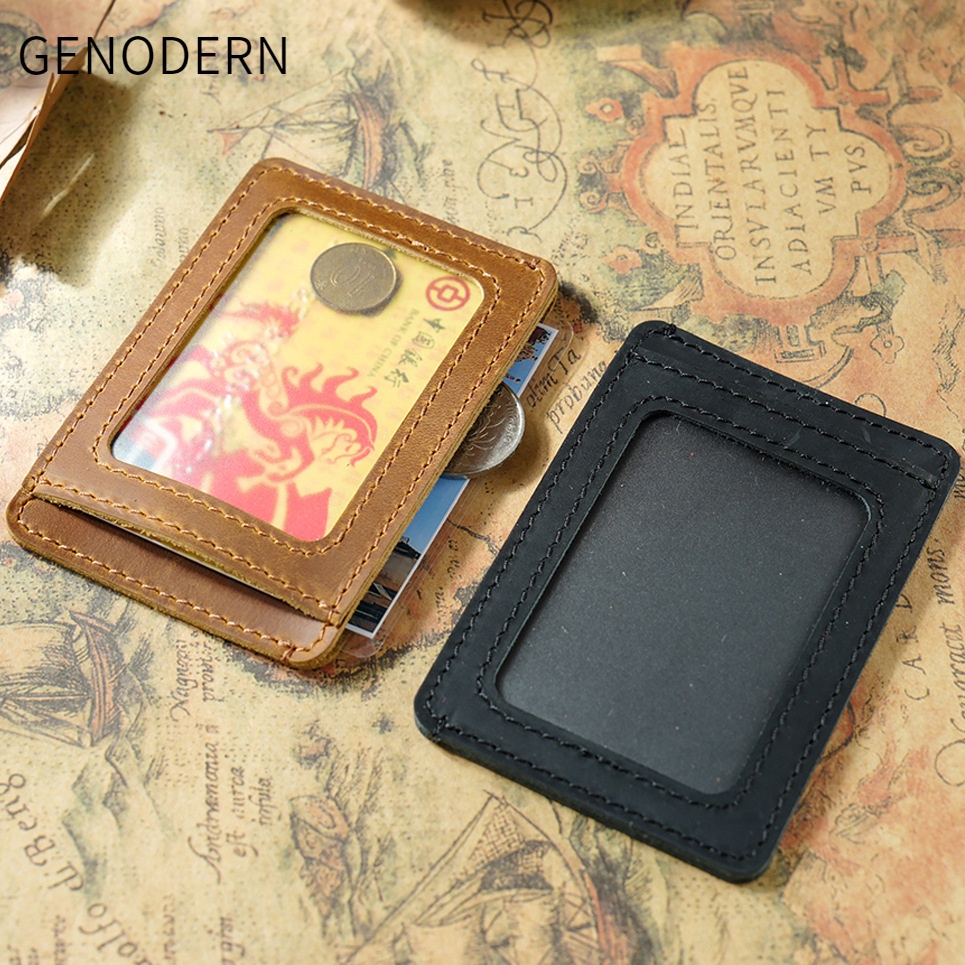 GENODERN Retro Crazy Horse Leather Card Clamp Multi-Functional Leather ...