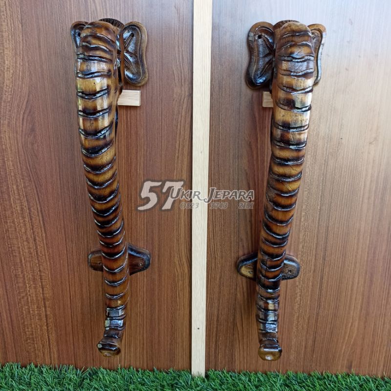 KAYU (Elephant 1) Carved teak handle pull handle for house doors made ...