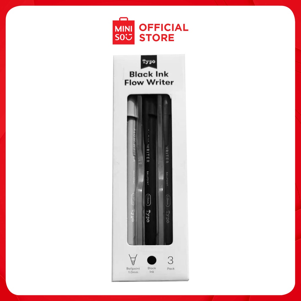 MINISO 1.0mm Thin Barrel Ballpoint Pens 3 pcs(Gray & Blue & Green ...