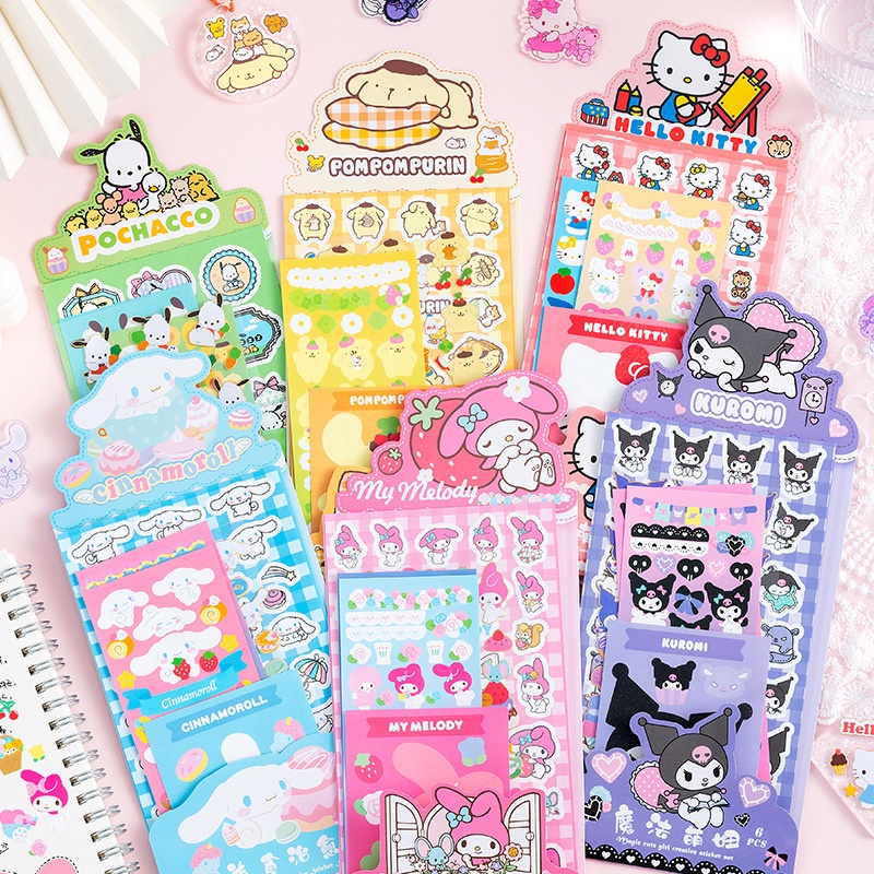 Sanrio Pattern Handbook Sticker Set Kuromi Pacha Dog Cartoon Children ...