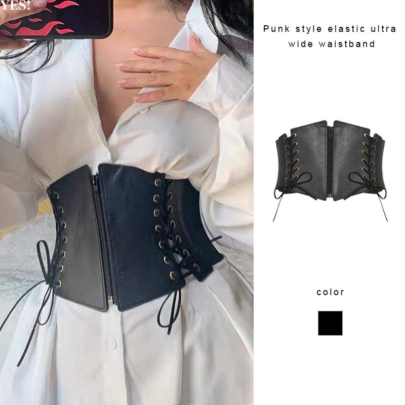 Punk Style Elastic Ultra Wide Girdle Women Shirt Dress Decoration Coat ...