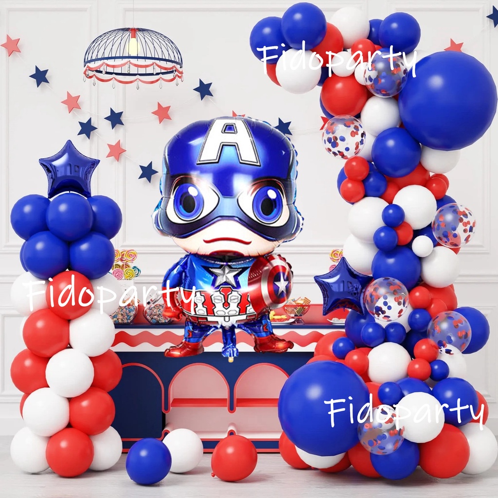 Captain America Balloon Chain 32inch Number Balloon Red White Blue ...