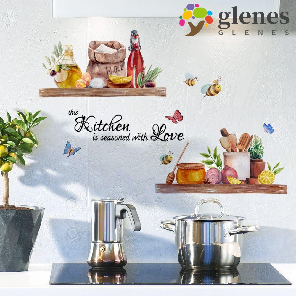 GLENES Bee Butterfly Wall Sticker, Self-adhesive Removable English ...
