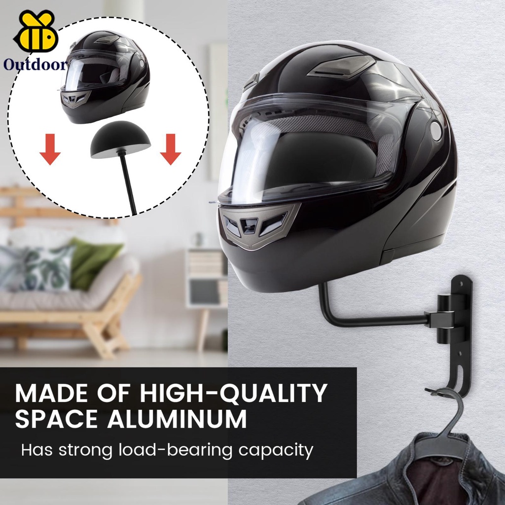 Helmet Holder Wall Mount 180° Rotation Helmet Hanger Stainless Steel ...