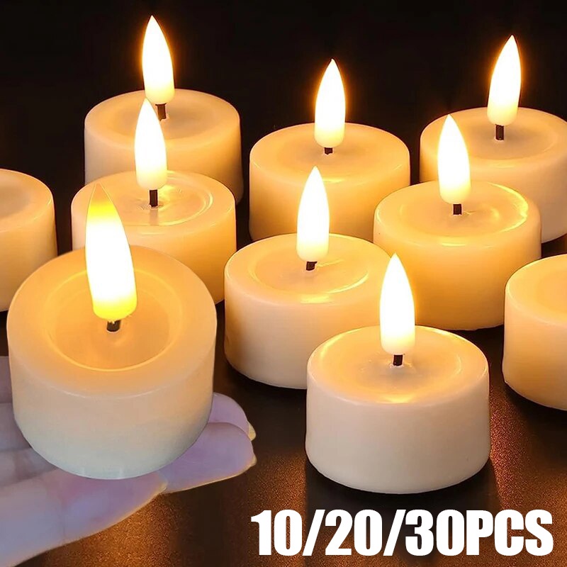 10/20/30Pcs LED Flameless Candle Tealights/Valentine's Day Dinning ...