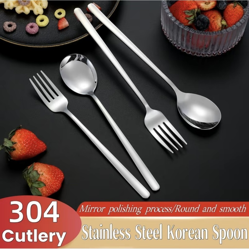 High Quality Korean Style Cutlery Stainless Steel Flatware Dining Spoon ...