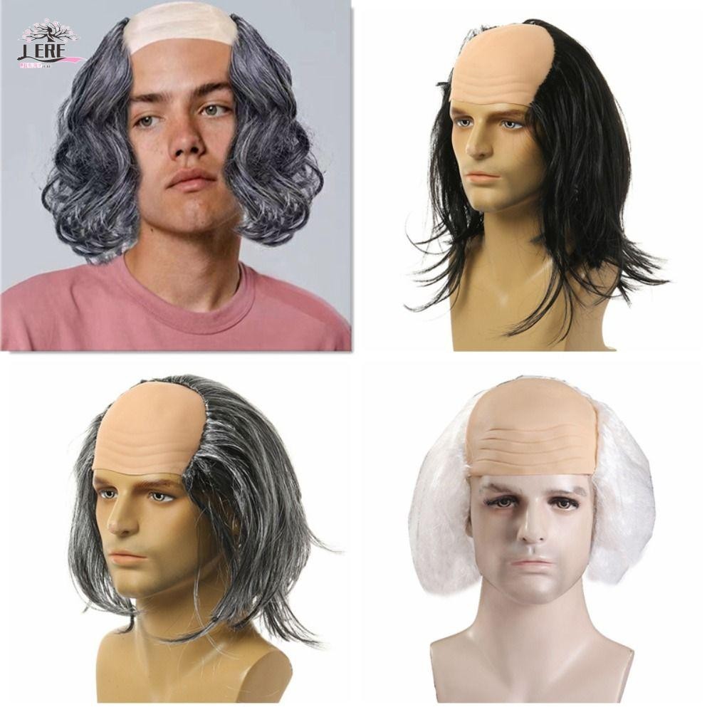 JEREMY1 Funny Bald Wig, Straight Curly Old Man Bald Wig, Party Cosplay ...