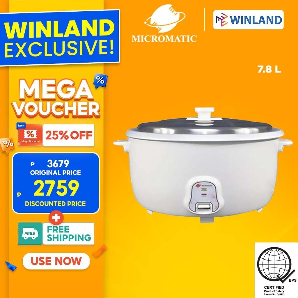 Micromatic by Winland 7.8Liters Capacity 45Cups Heavy Duty Rice Cooker ...