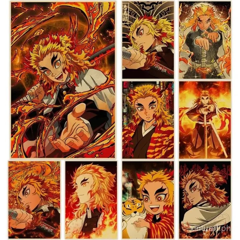Demon Slayer Poster Art, Kraft Paper Rengoku Shinjurou Wall Art ...