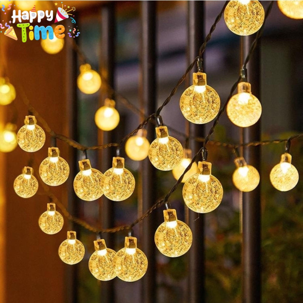 5M 20LED Solar Xmas Lights Outdoor Waterproof Garden Crystal Globe ...
