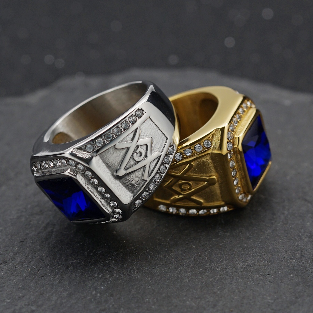 Hip Hop Bling 316 Stainless Steel Square Big Stone Master Masonic ...