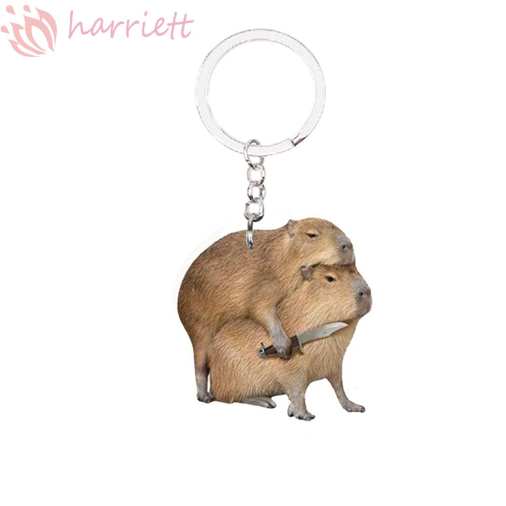 HARRIETT Capybara Keychain, Cartoon Capybara Acrylic Animal Capybaras Keyrings, Key Rings Resin ...