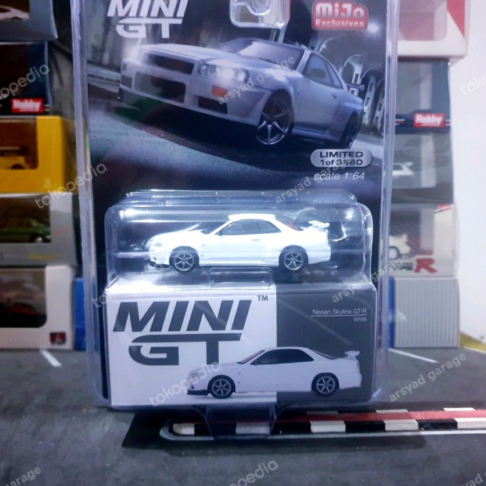 Diecast Mini GT Nissan Skyline GTR R34 White no. 397 blister LP27 ...