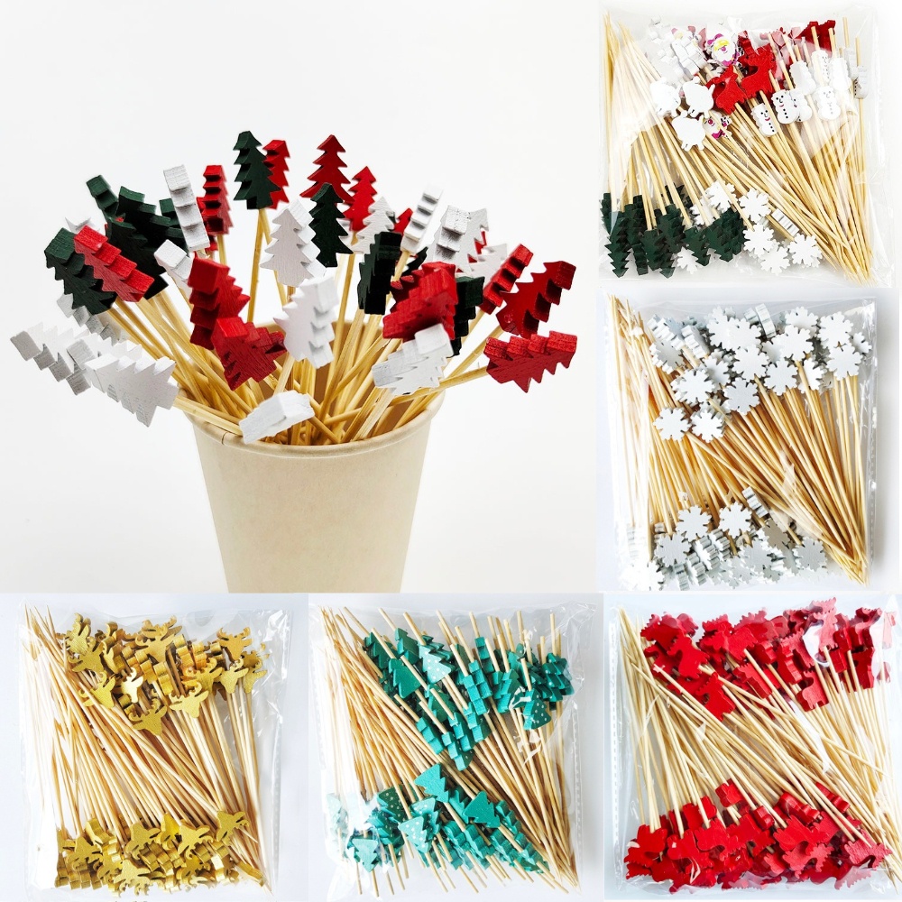 100 Mini Rock Candied Gourd Sticks Bamboo Sticks Christmas Cartoon ...