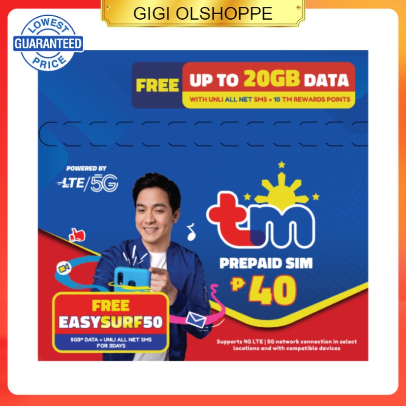 Gigi TM Prepaid 5G SIM Card with FREE Data Touch Mobile Simcard ...