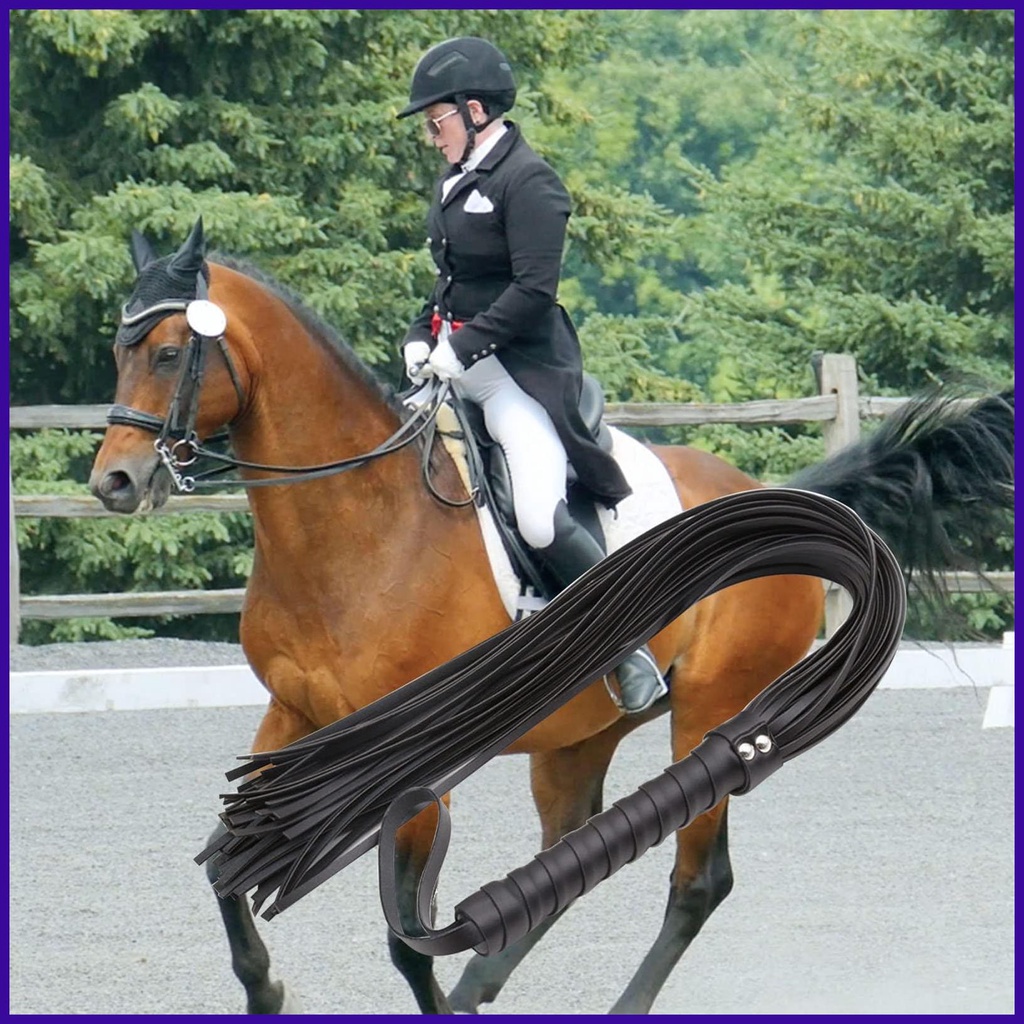 Horse Whip Crop Black Leather Horse Whips for Cosplay Whip Flogger ...