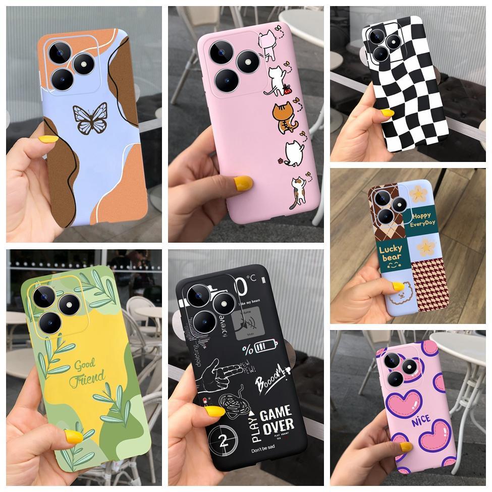 For Realme C51 Case RMX3830 Aesthetic Fashion Flowers Cute Cartoon ...