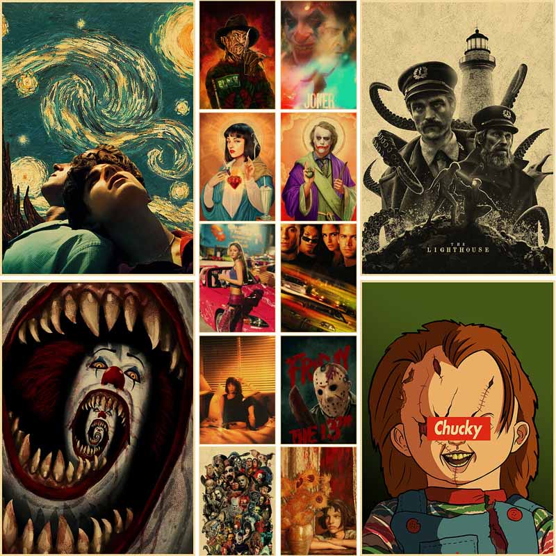 Classic Horror Movie Ghostface Chucky Posters Retro Kraft Paper ...