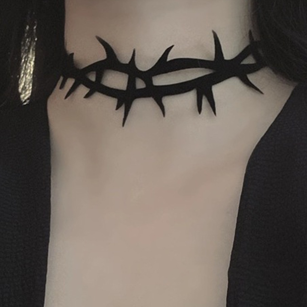 1 Pc Gothic Rope Tie Necklace Retro Black Thorn Necklaces Vampire ...