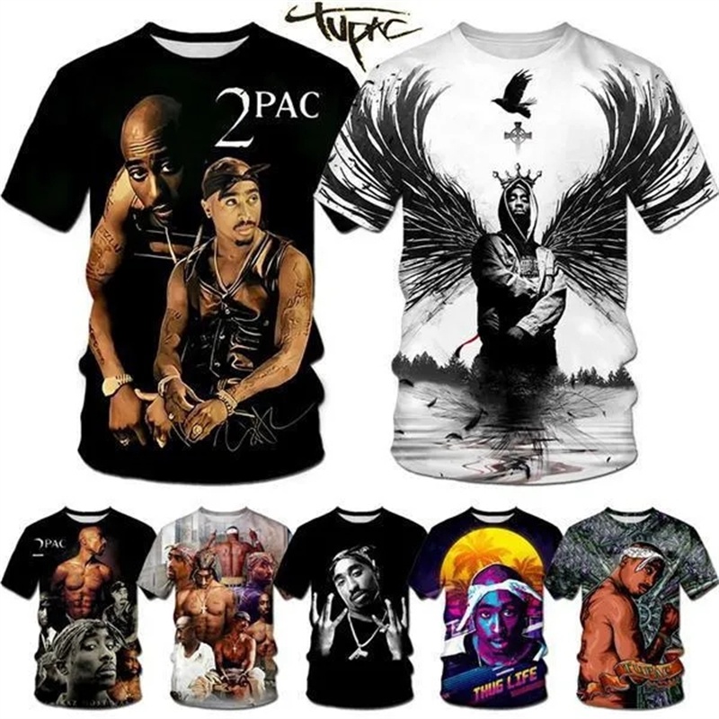 2Pac T-shirt Rapper Star Tupac 3D Print Streetwear Men Women Casual O ...