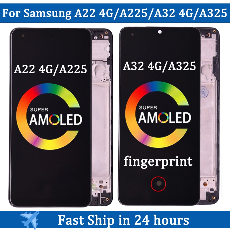 Super AMOLED For Samsung Galaxy A32 4G A325 A325F LCD For Samsung A22 4G A225 A225F LCD Display ...