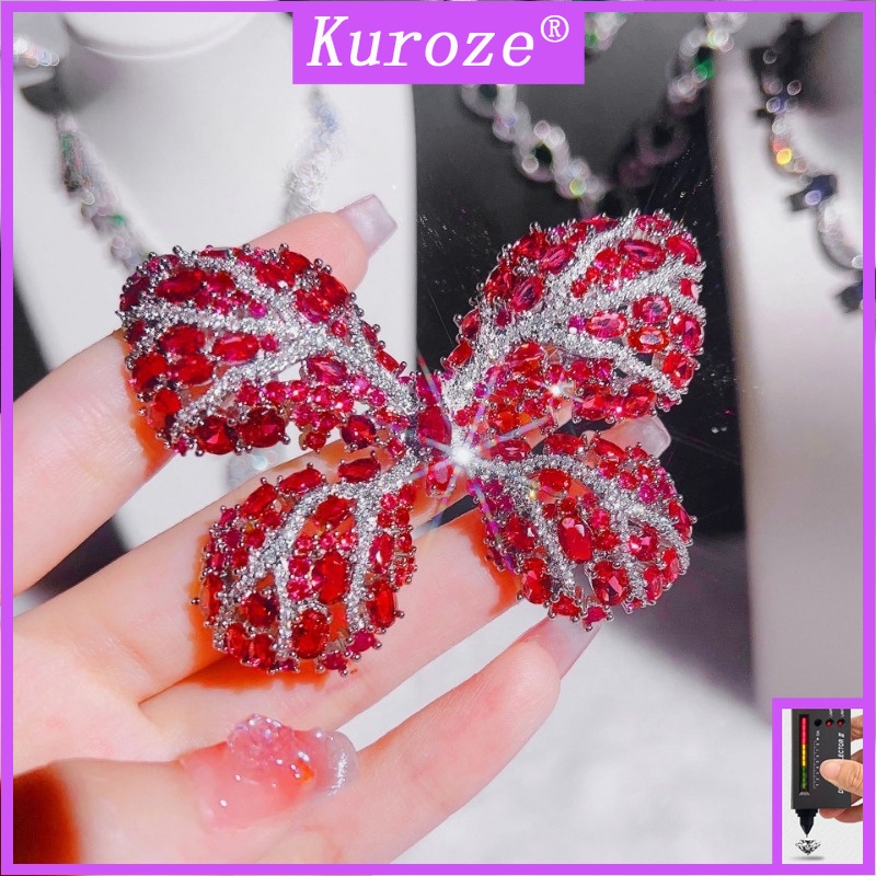 Kuroze Luxury Heavy Industry Red Corundum Butterfly Brooch High-Grade ...