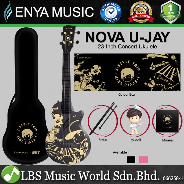 Enya Nova U JAY Carbon Fiber Concert Ukulele Limited Edition with J Gig ...