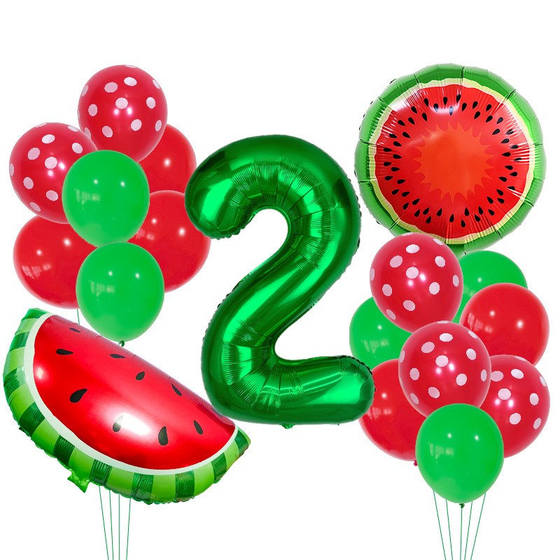 Cocomelon Theme Watermelon Foil Balloons Set Polka Dot Latex Balloon ...