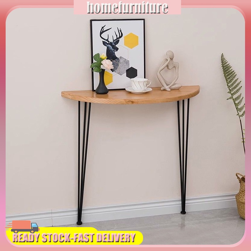 Nordic Console Table Ultra Narrow Semi-circular Table Solid Wood ...
