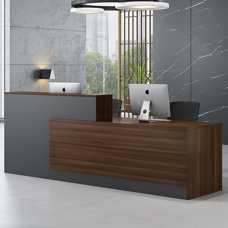 Wooden cubicle office modular furniture lobby reception table executive ...