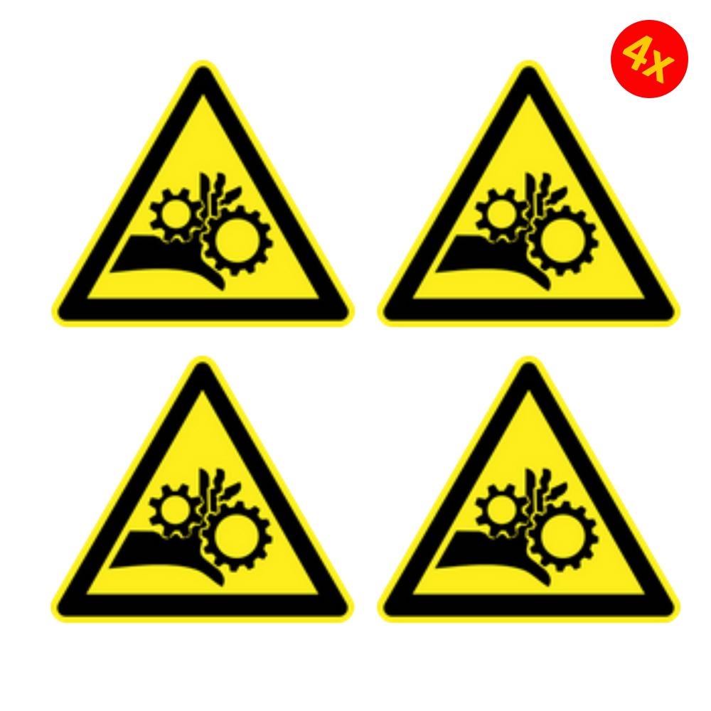 Pack of 4 70mmx50mm Mechanical Crush Hazard Danger Warning Sign Vinyl ...