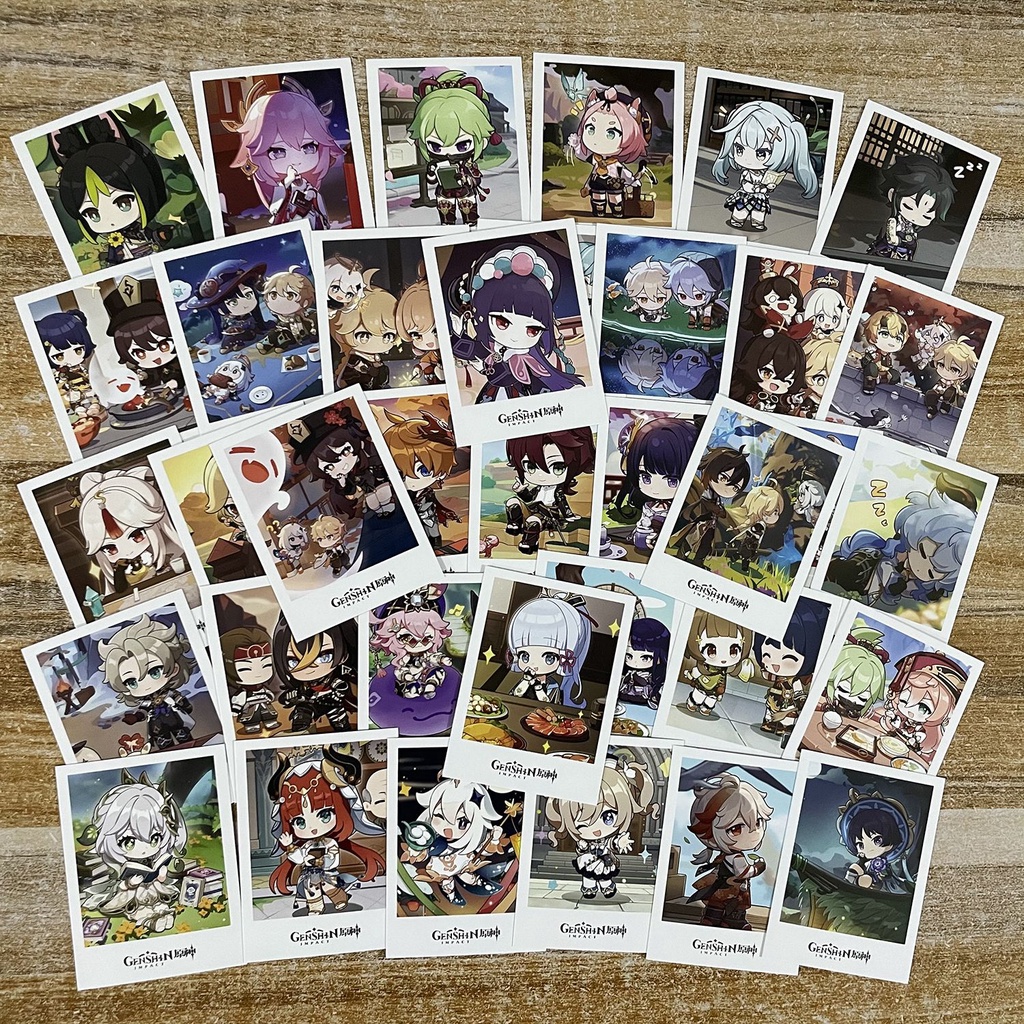 Genshin Impact Q-Version Cute Lomo Cards Featuring Hu Tao and Traveler ...