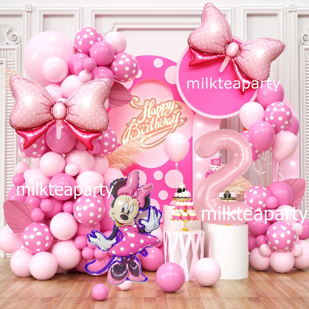 Minnie Mouse Balloon Garland Arch Set 16 inch Candy Pink Number Girls ...