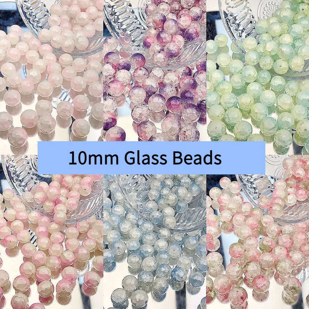 10Pcs 10mm Crystal Beads Glass Colored Glaze round Beads Diy Handmade ...