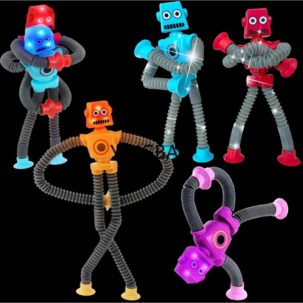 Glowing Telescopic Suction Cup Robot Toy LED Pop Tubes Fidget Toys ...