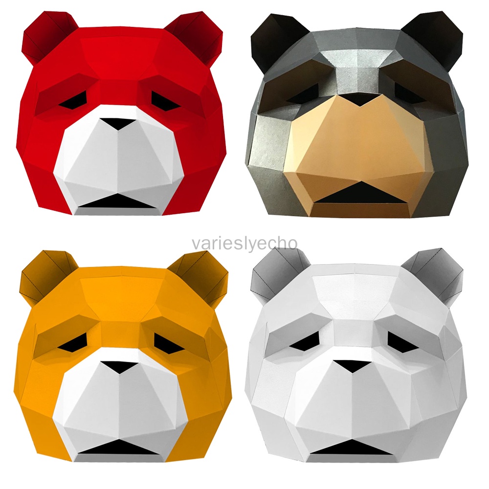 Creative Animal Paper Model Bear Mask For Costume Party Cosplay,3D ...