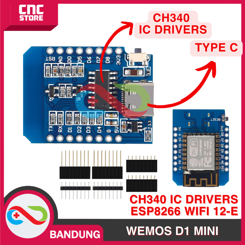 Wemos D1 MINI ESP8266 TYPE-C 4MB LUA WIFI IOT INTERNET MCU MINI ESP8266 ...