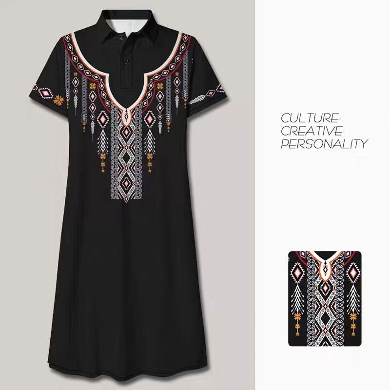 New Asean Attire For Women Retro Patterned Polo Skirt 2025 Mid -Long ...