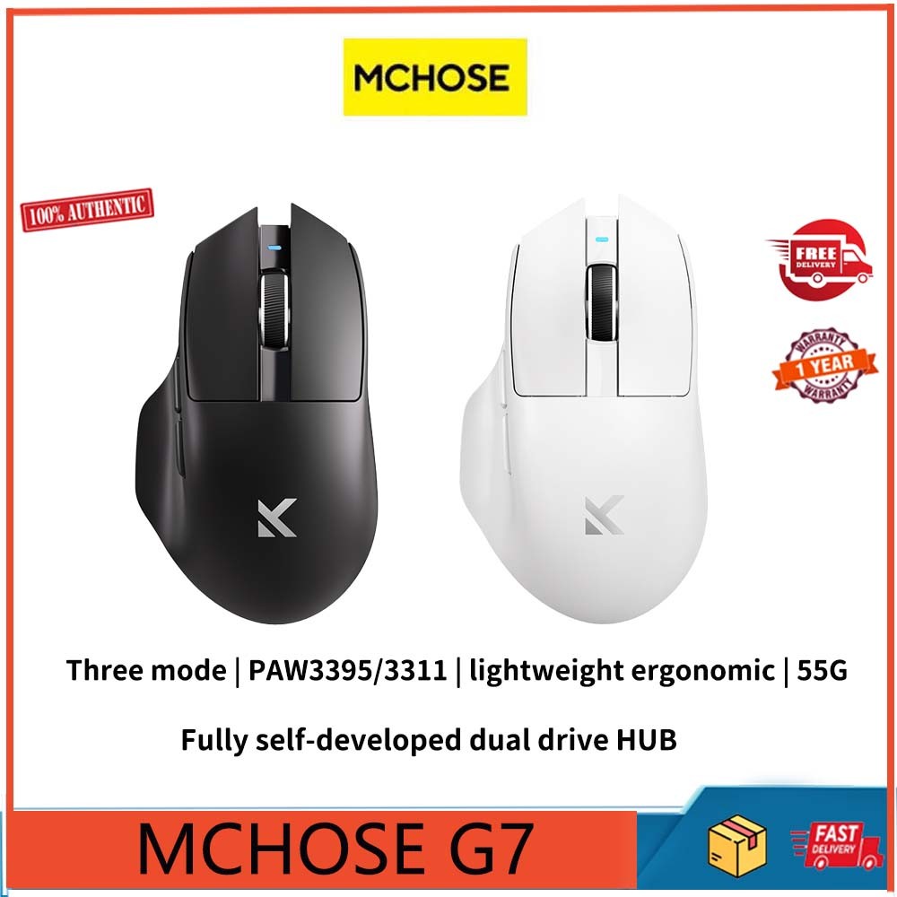 MCHOSE G7 three mode wireless e-sports mouse, PAW3395/3311, TOPSPEED ...