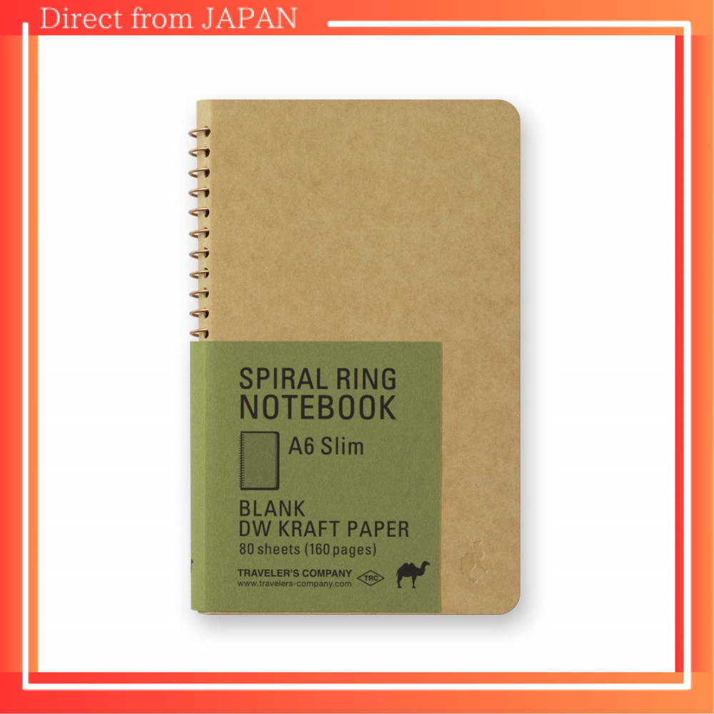 Traveler's Note Spiral Ring A6 Slim Plain DW Craft Camel 15241006 ...