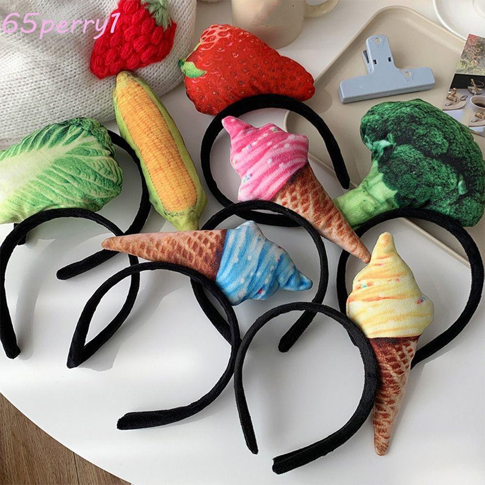 PERRY1 Simulated Food Hair Hoop, Strawberry Vegetable Hotdog Headband ...