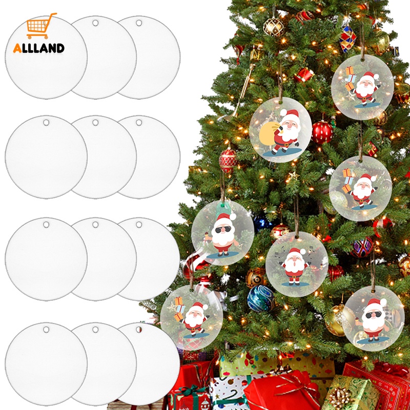 5 Pcs/ Set DIY Acrylic Transparent Round Disc Christmas Tree Pendant ...