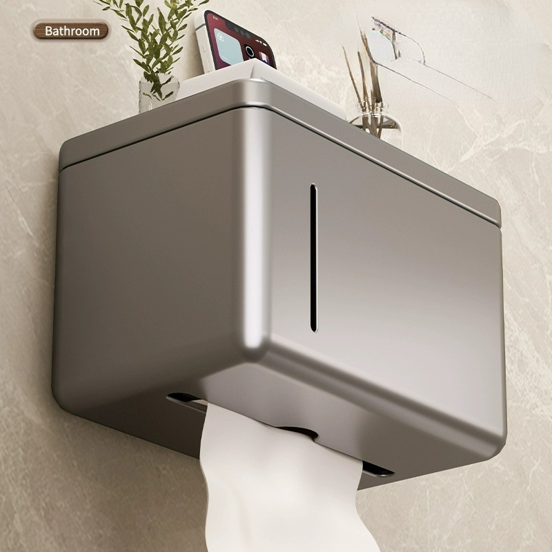 Aluminum Wall Mounted Paper Holder Bathroom Tissue Box Stand Toilet ...